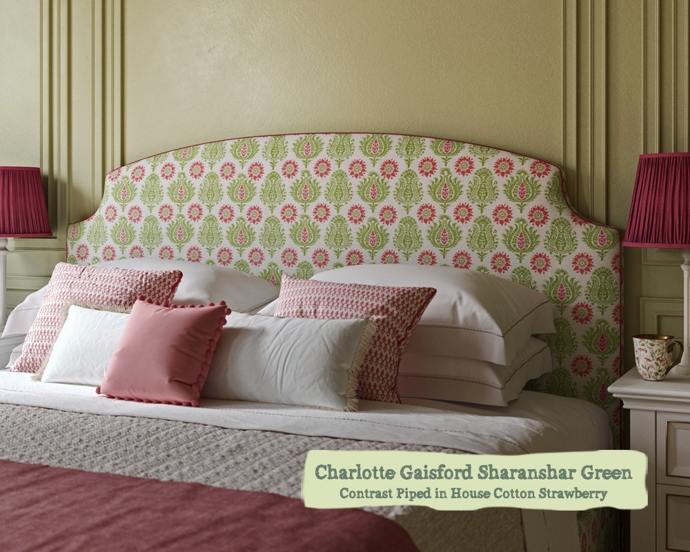 SOLD Kingsize Samson Headboard Linwood Kitty Aqua/Leaf DD - The ...